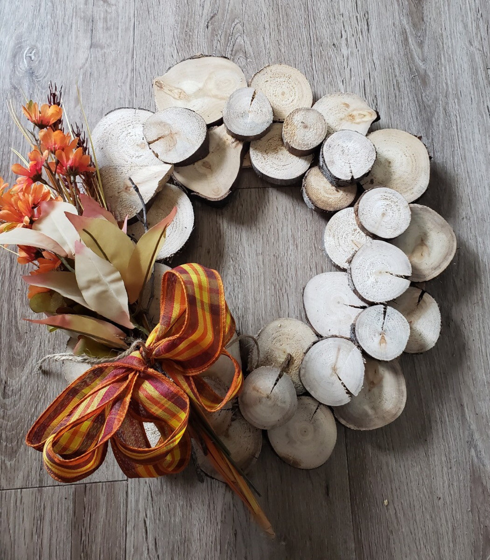 Large Rustic Wooden Wreathwood Sliceseasonalnaturalfront | Etsy