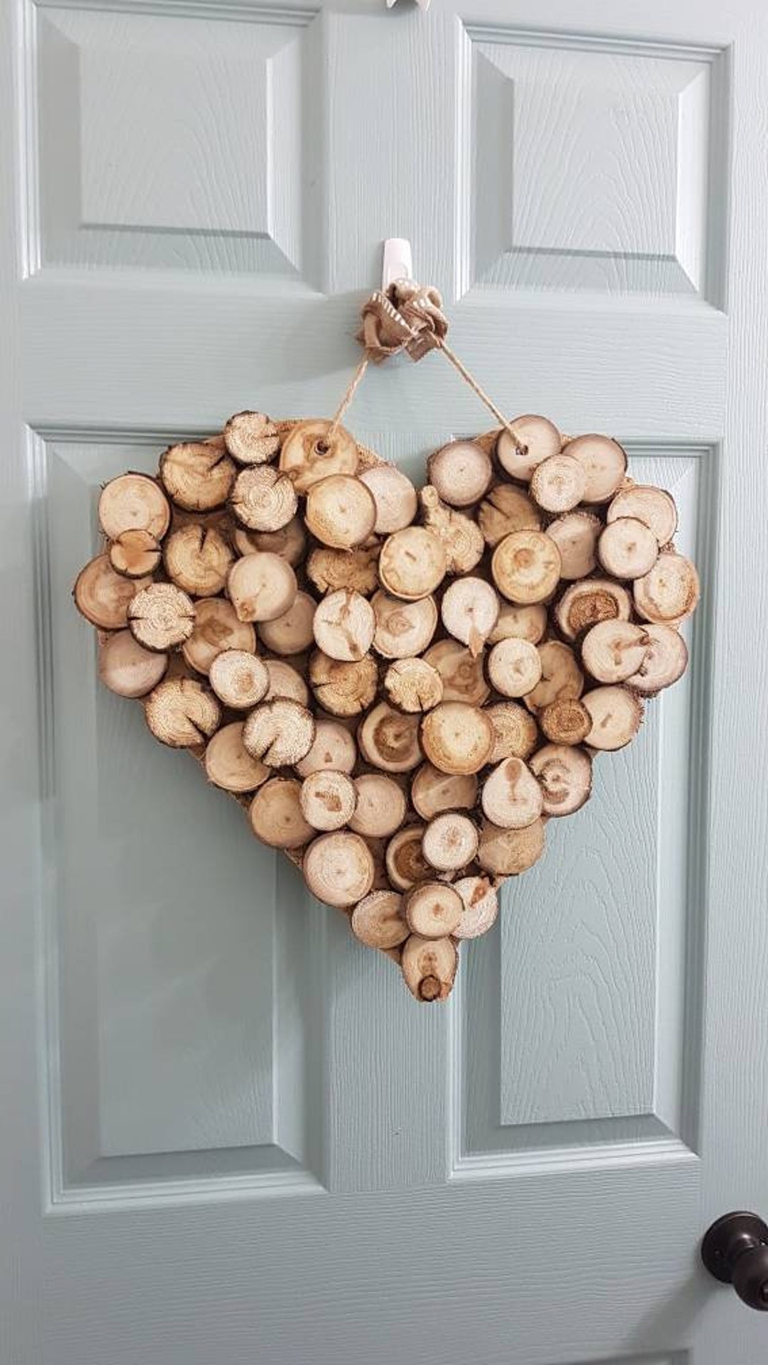 Rustic Wooden Heart Wreath,farmhouse,wood Wreath,spring,wood Slice ...