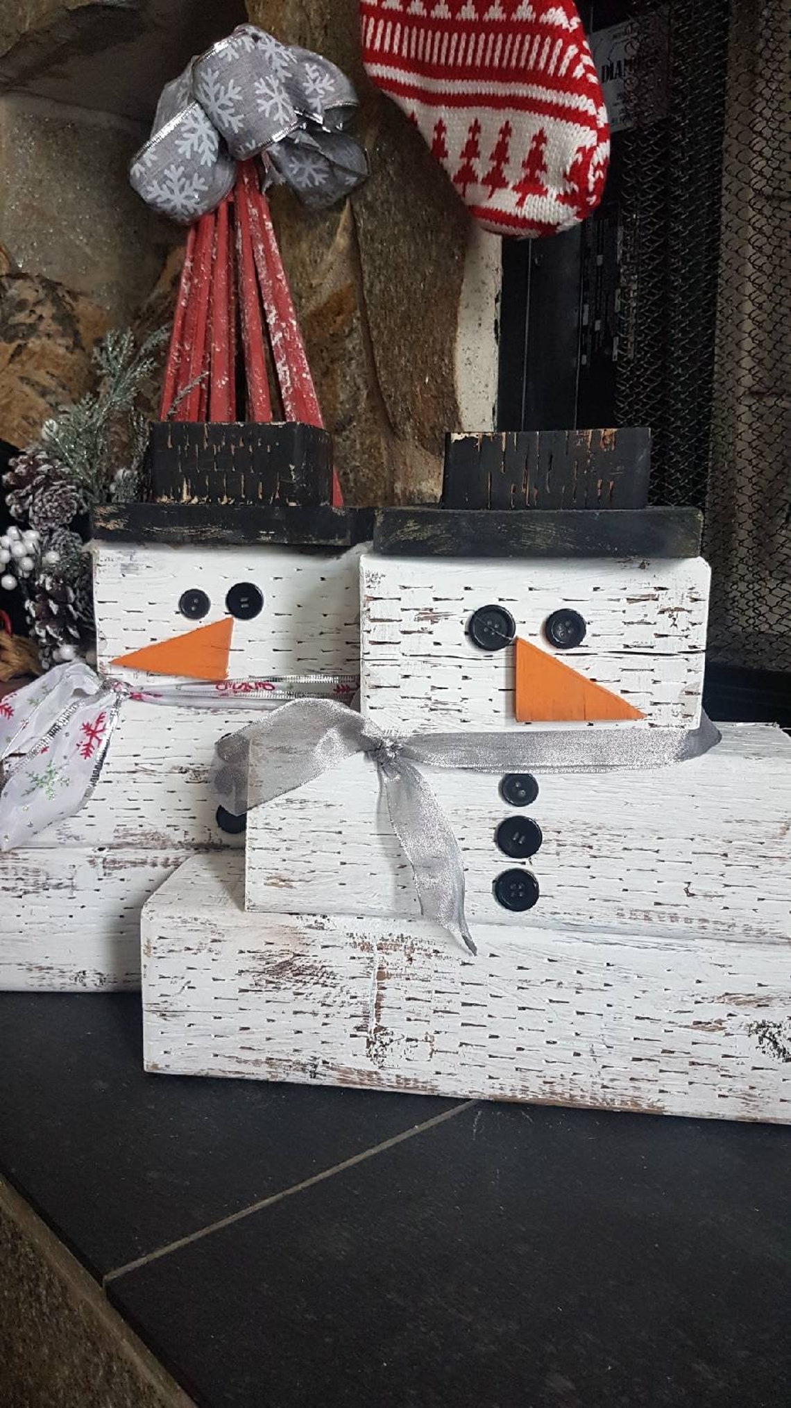 Rustic Wooden Snowman Decor Farmhouse Cottage Holiday | Etsy