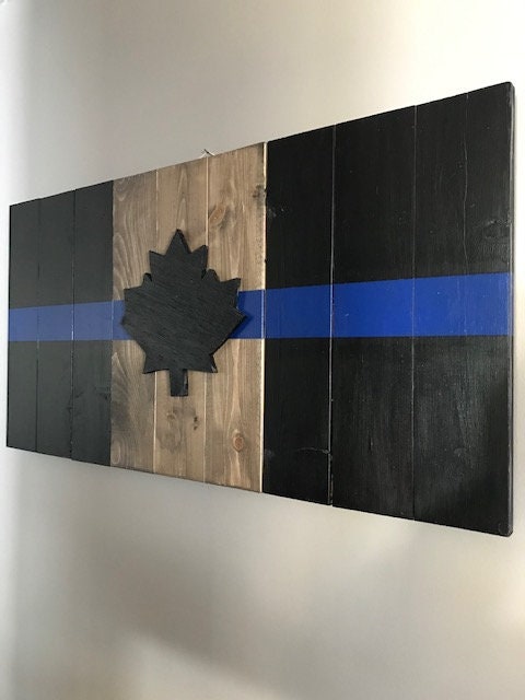 Thin Blue Line Canada Flag Wood Flag Canadian Flag Thin | Etsy