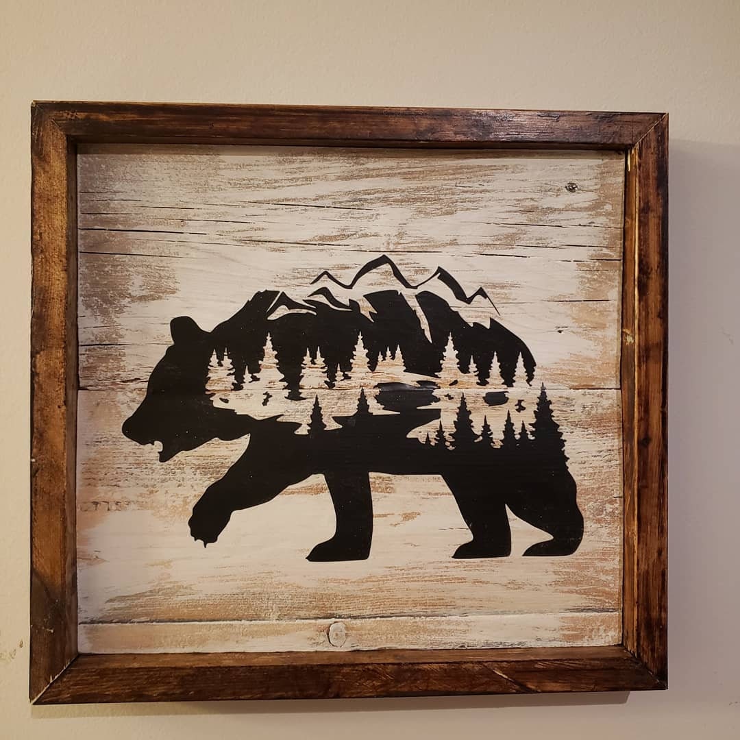 Rustic Bear Wall Hanging,wooden Wall Art,barnwood,silhouette,bear,sign ...