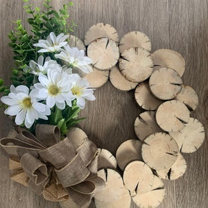 Medium, Rustic Wooden Wreath,wood Slice,seasonal,natural,front Door ...