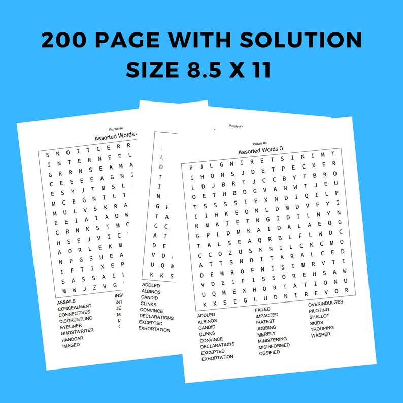 BEST VALUE 200 Page Word Search Puzzles for Kids and Adults - Etsy
