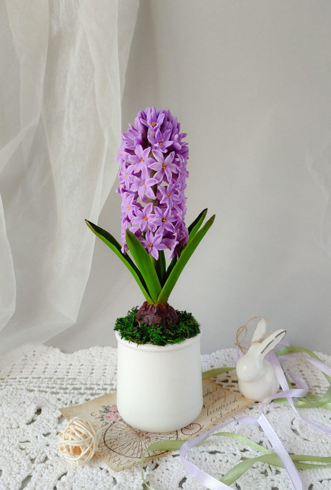 Real Touch Hyacinth, Cold Porcelain Flowers. Lilac Hyacinth. Polymer ...