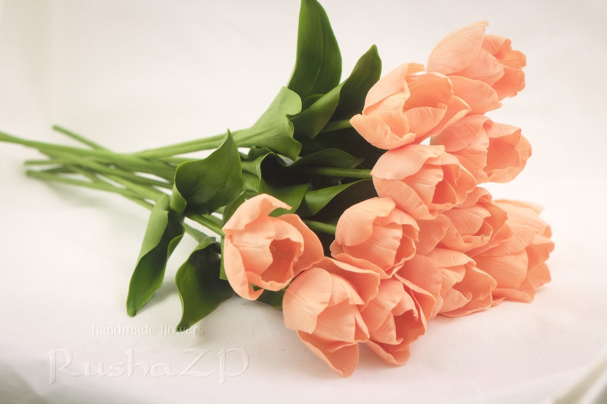Pink Tulips. Tulips Made of Polymer Clay. Handmade Tulips for | Etsy
