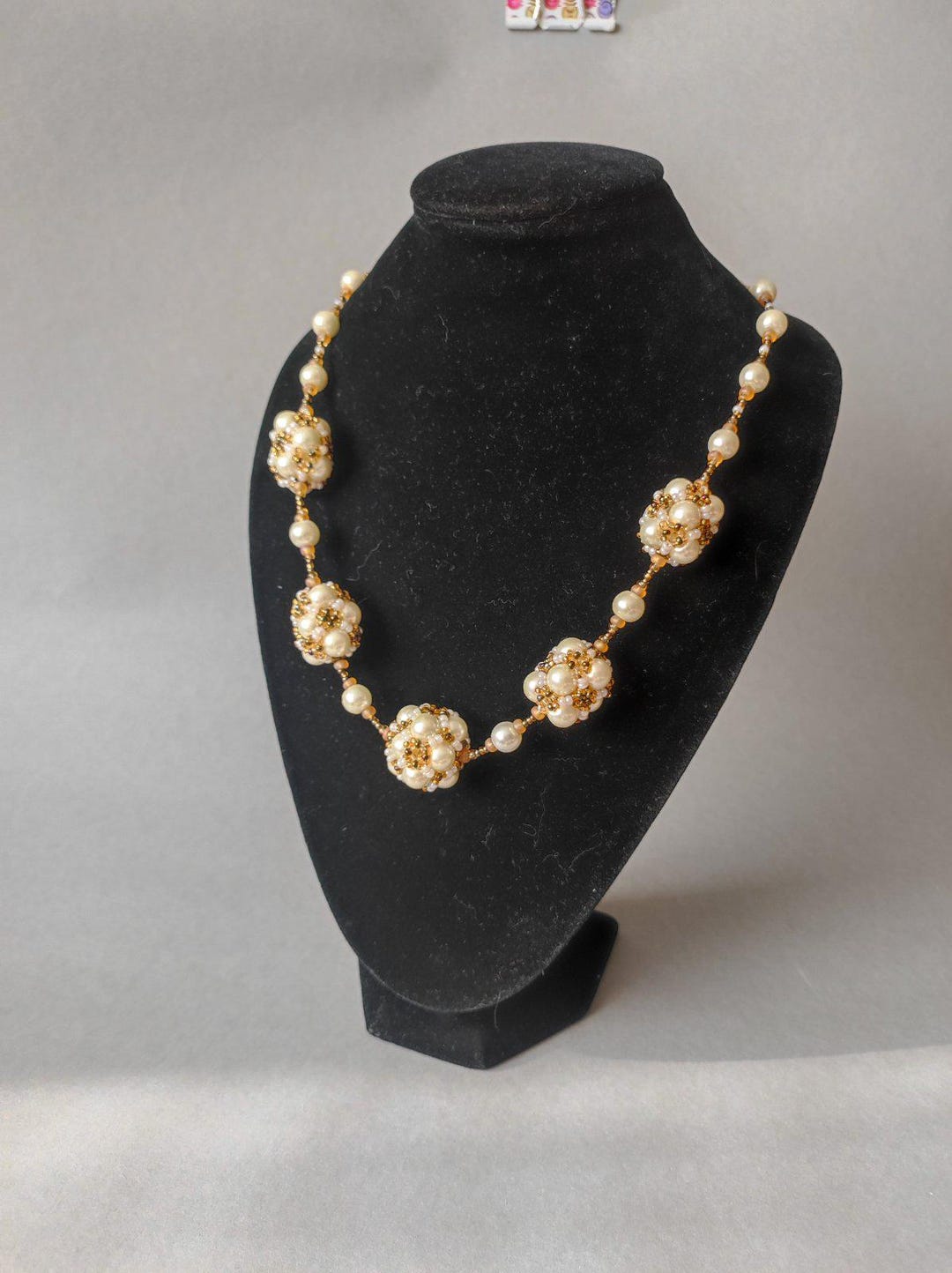 Necklace With White Pearls. A Pearl Necklace Made of Handmade Braided ...
