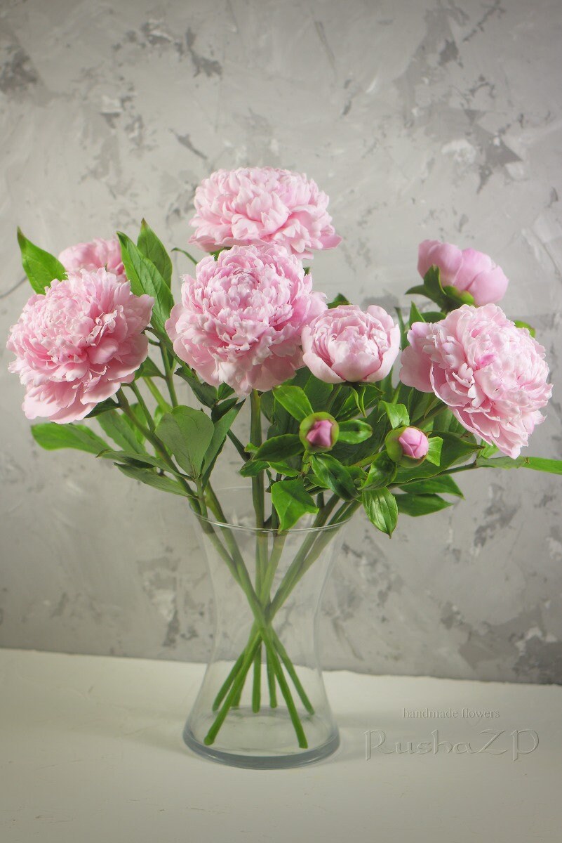 Bouquet of Peonies. Pink Peony From Cold Porcelain. Clay Peony. Gift ...