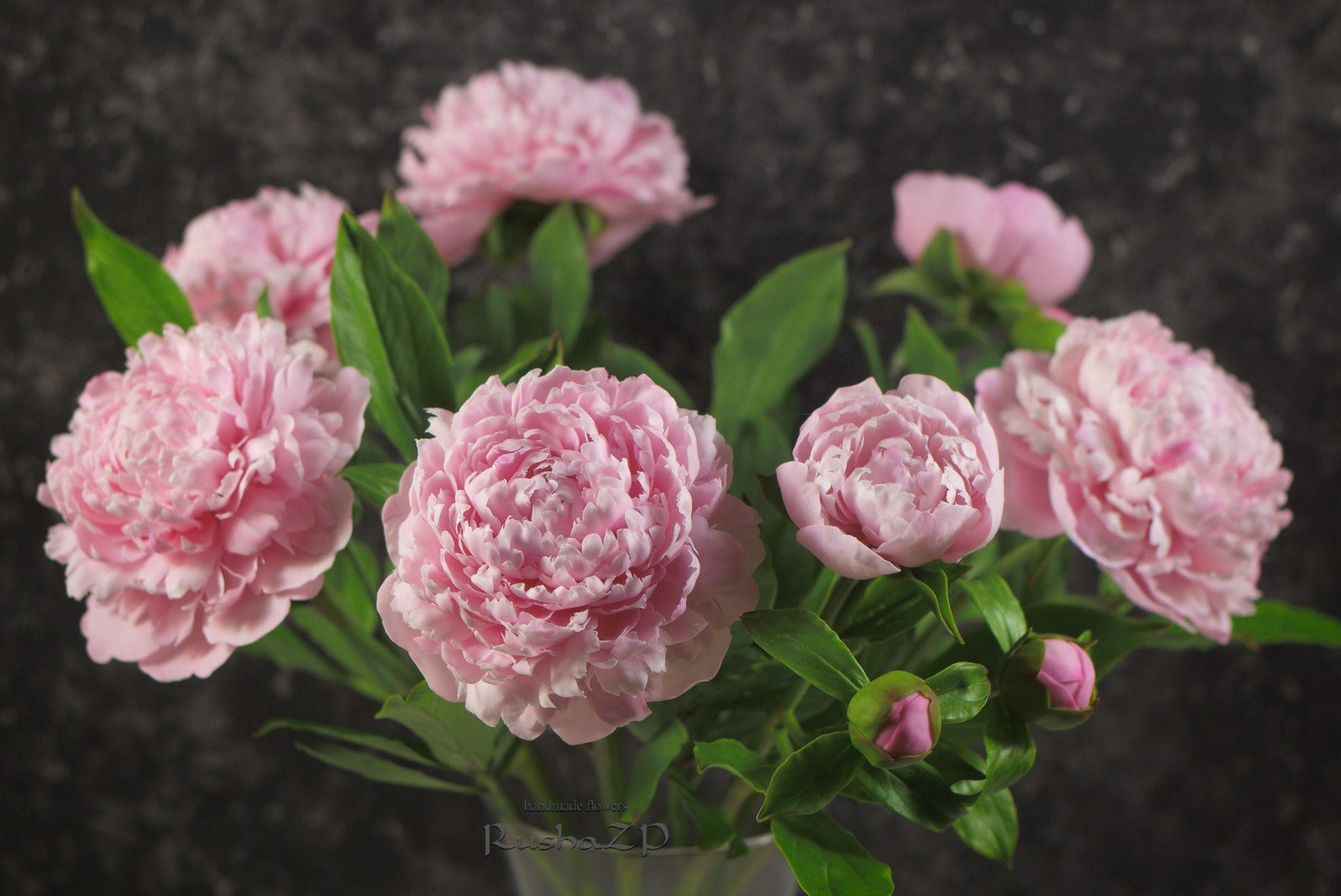 Bouquet of Peonies. Pink Peony From Cold Porcelain. Clay Peony. Gift ...