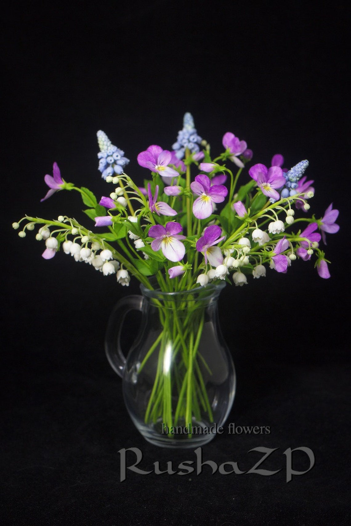 Bouquet of Lilies of the Valley and Violets. Spring Bouquet of | Etsy