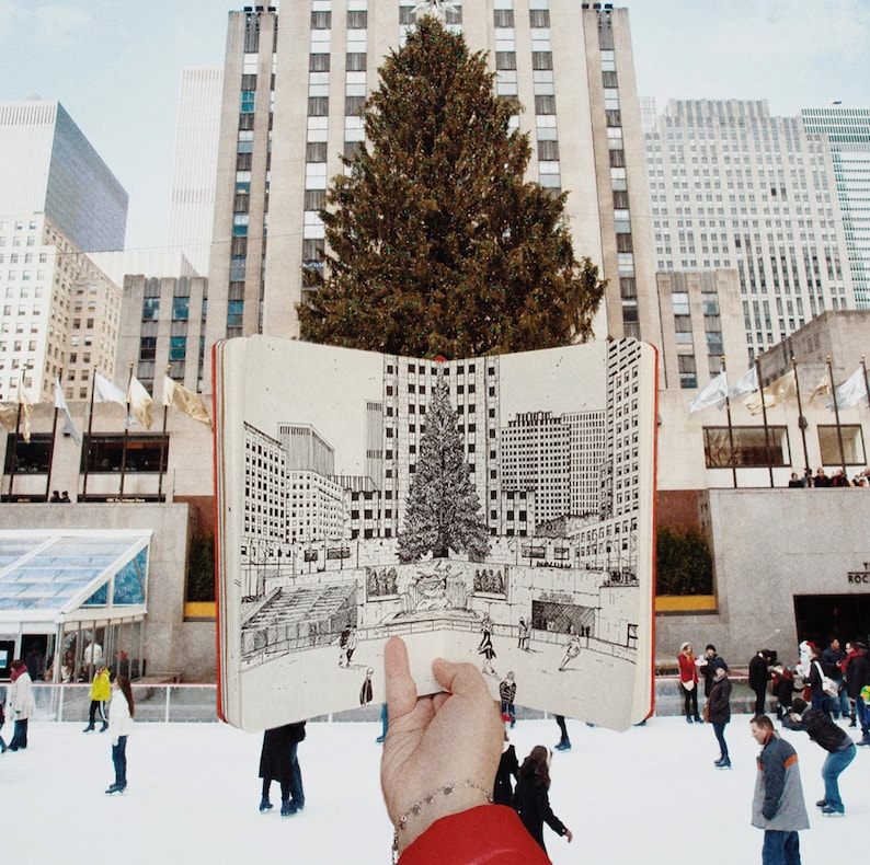 Christmas in New York Print, Rockefeller Christmas Tree, New York ...