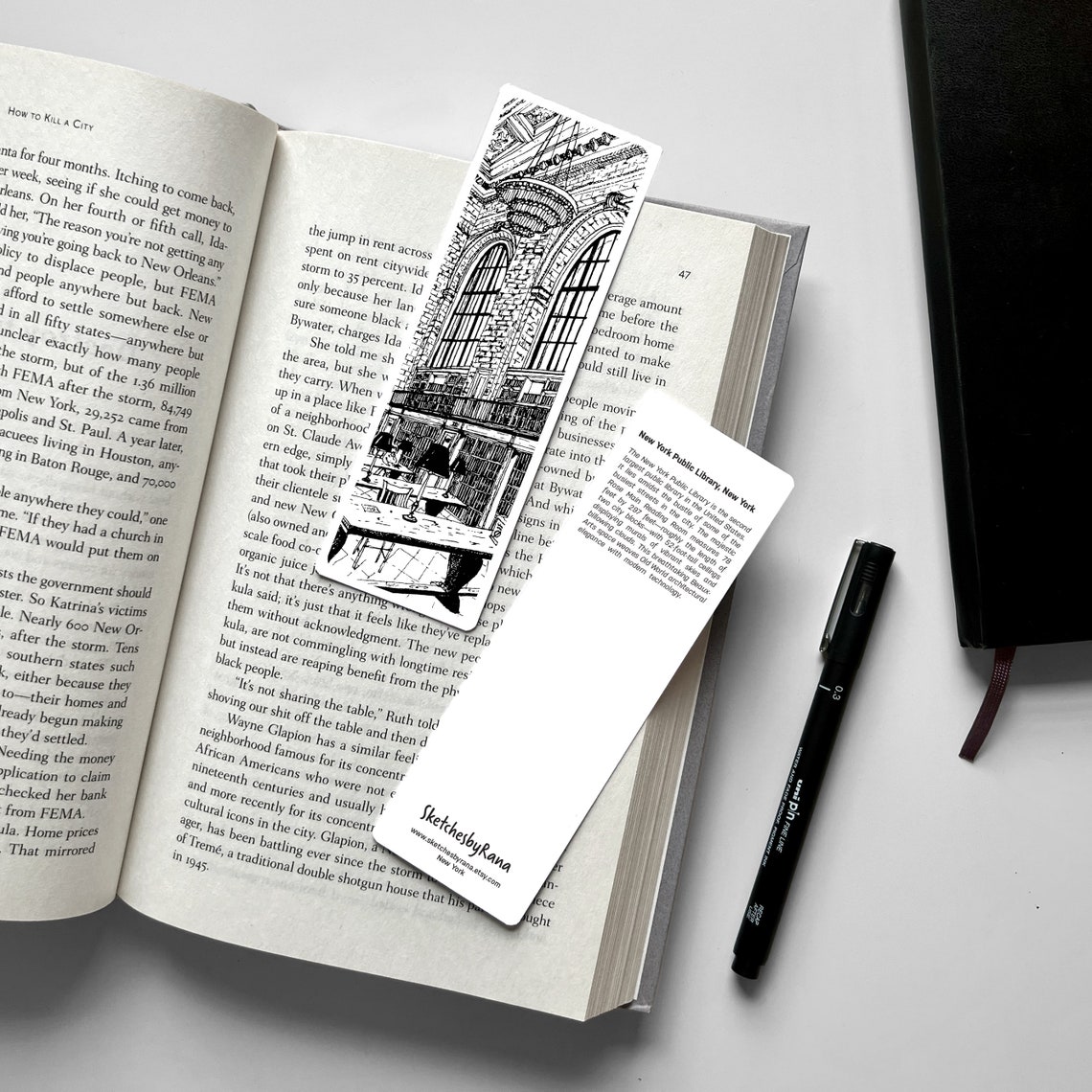 Bookstore Bookmark Collection, New York Bookmark Set of 3, Hand-drawn ...