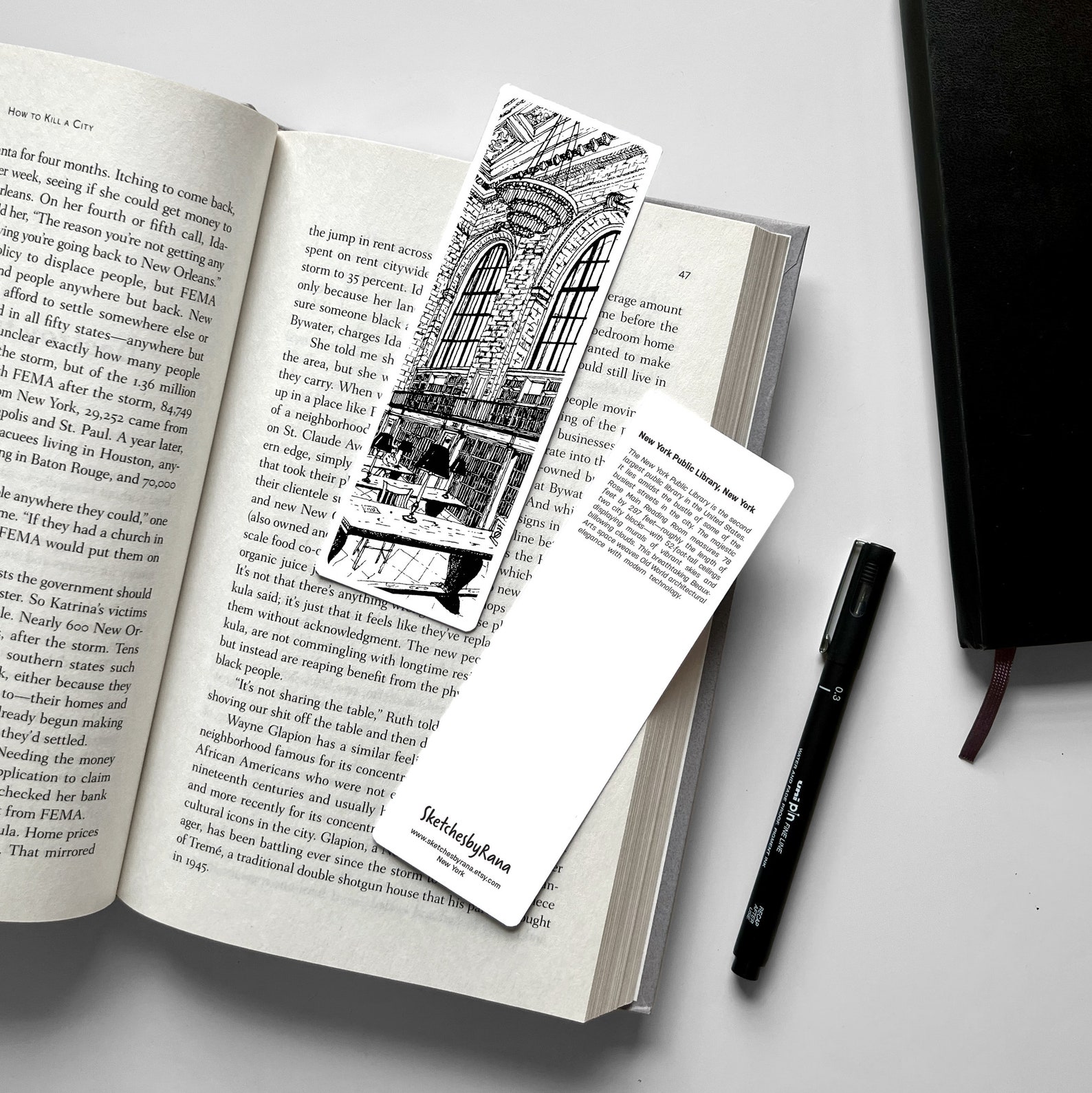 Bookstore Bookmark Collection, New York Bookmark Set of 3, Hand-drawn ...