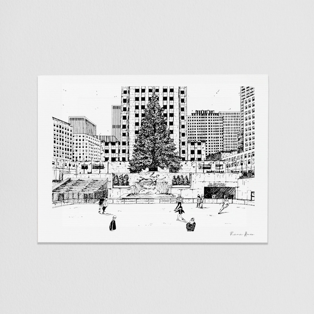 Christmas in New York Print, Rockefeller Christmas Tree, New York ...
