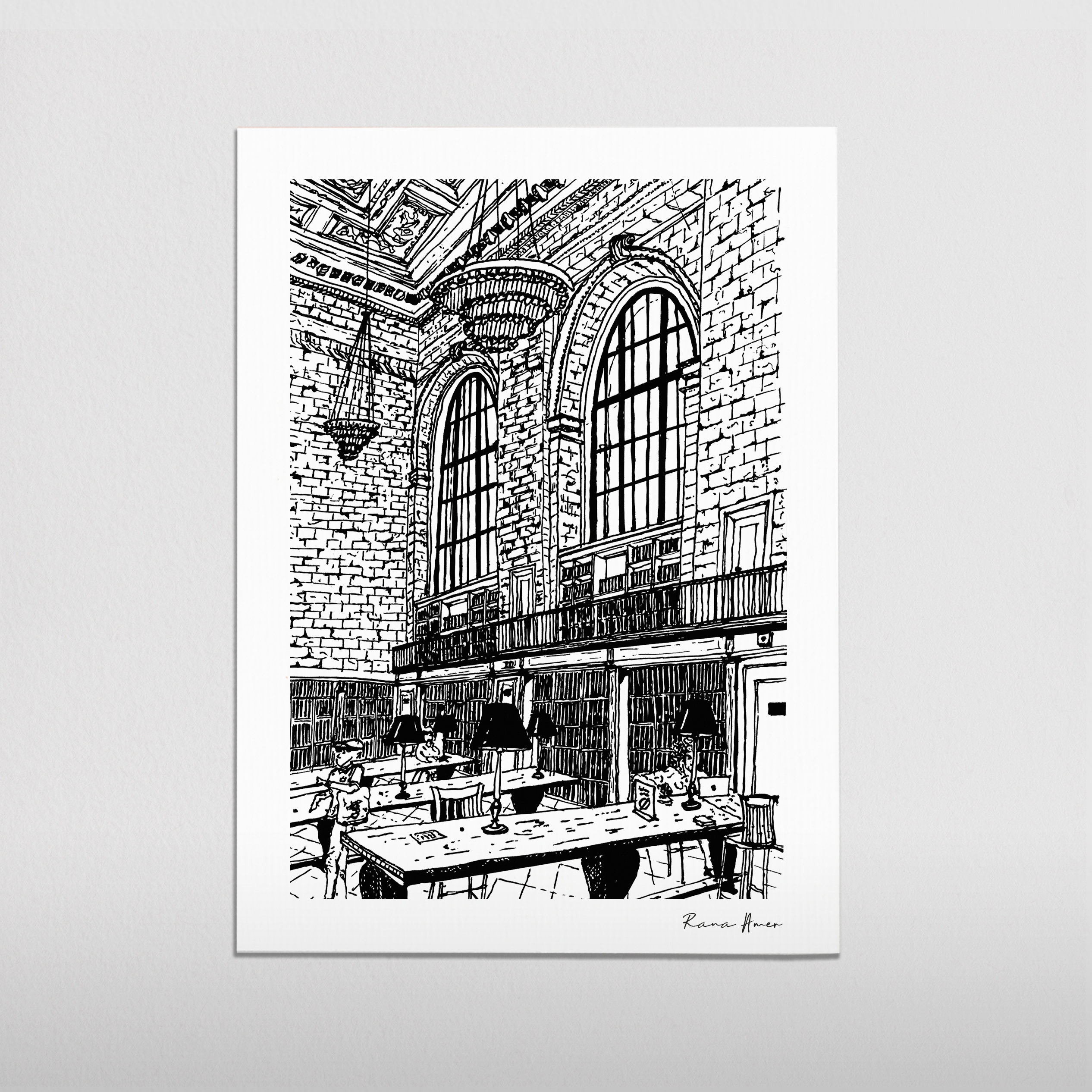New York Public Library Print New York City Print Hand - Etsy Singapore
