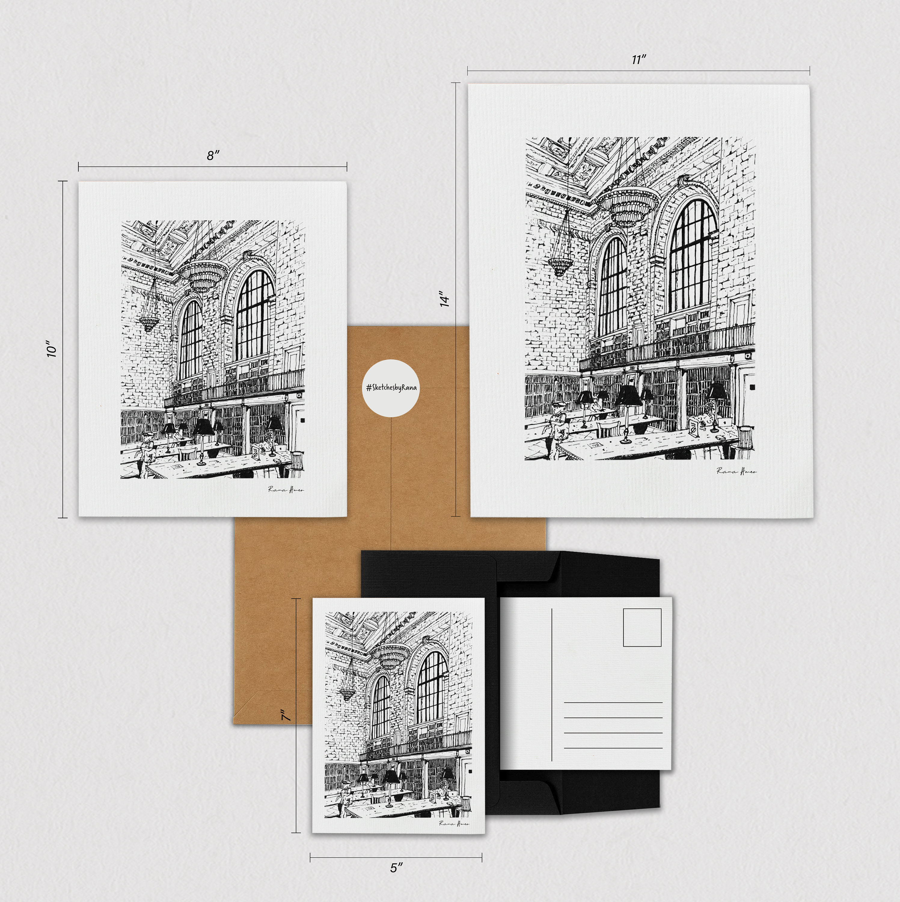 New York Public Library Print New York City Print Hand - Etsy Singapore