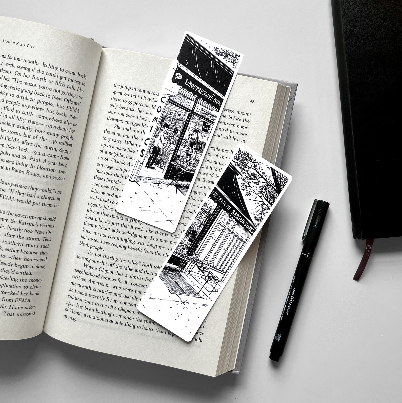 Bookstore Bookmark Collection, New York Bookmark Set of 3, Hand-drawn ...