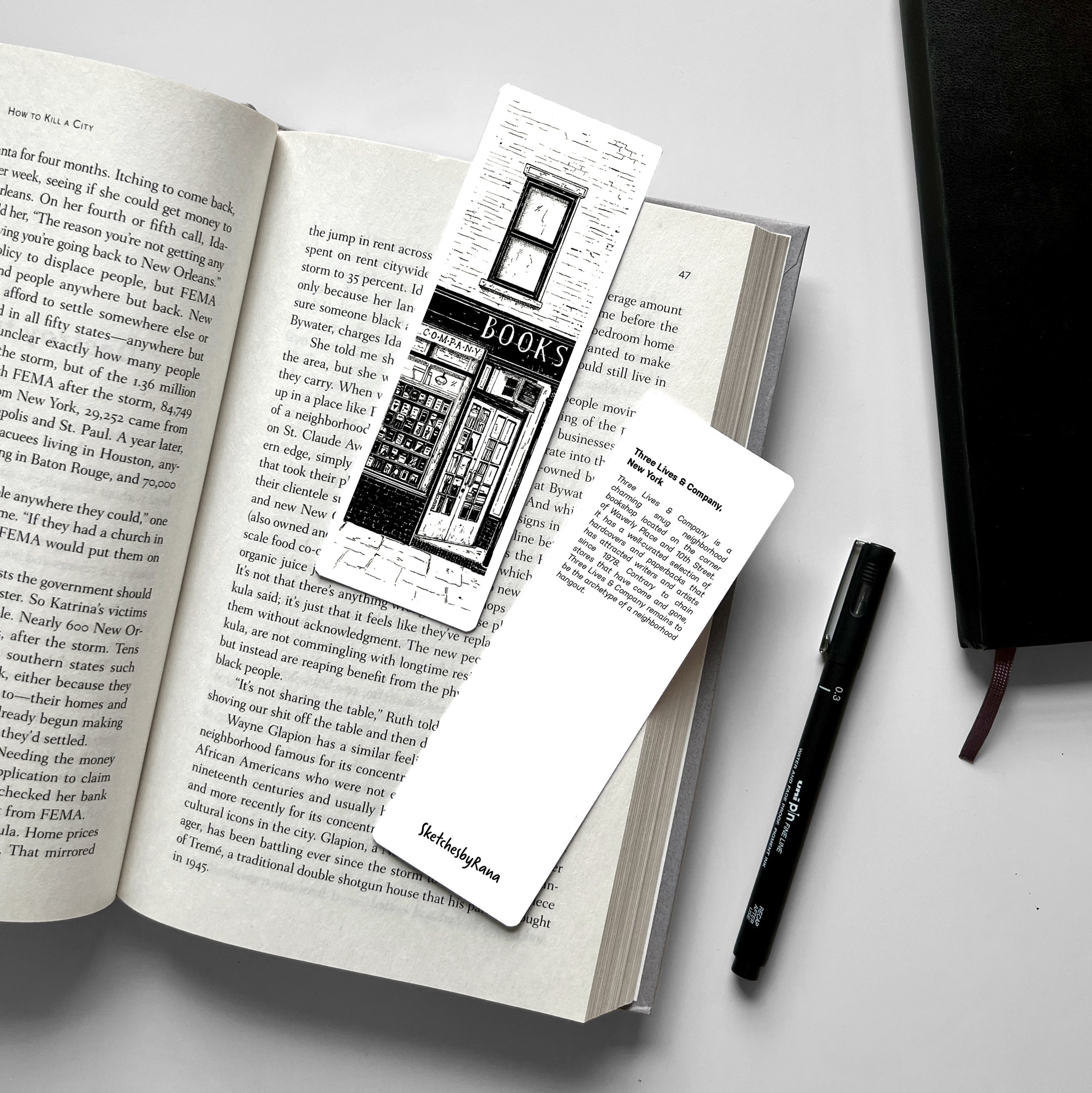 Bookstore Bookmark Collection, New York Bookmark Set of 3, Hand-drawn ...