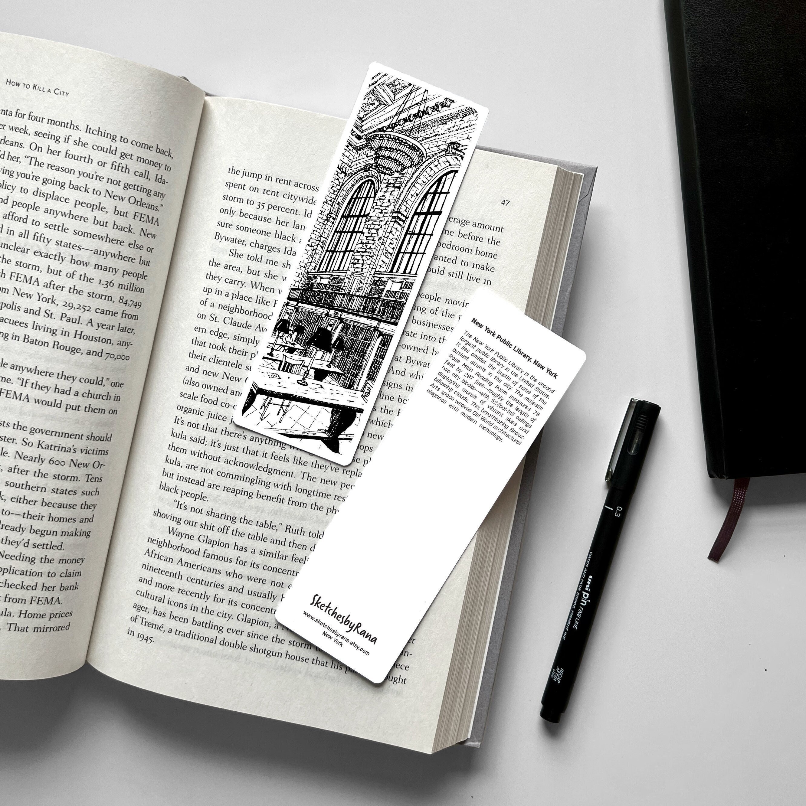 New York Library Bookmark, Bryant Park Library Bookmark, NYPL, New York ...