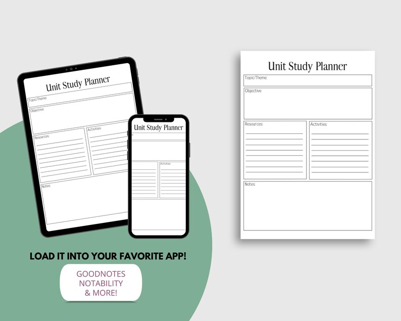 Unit Study Planner | Printable Unit Study | Homeschool Planner ...