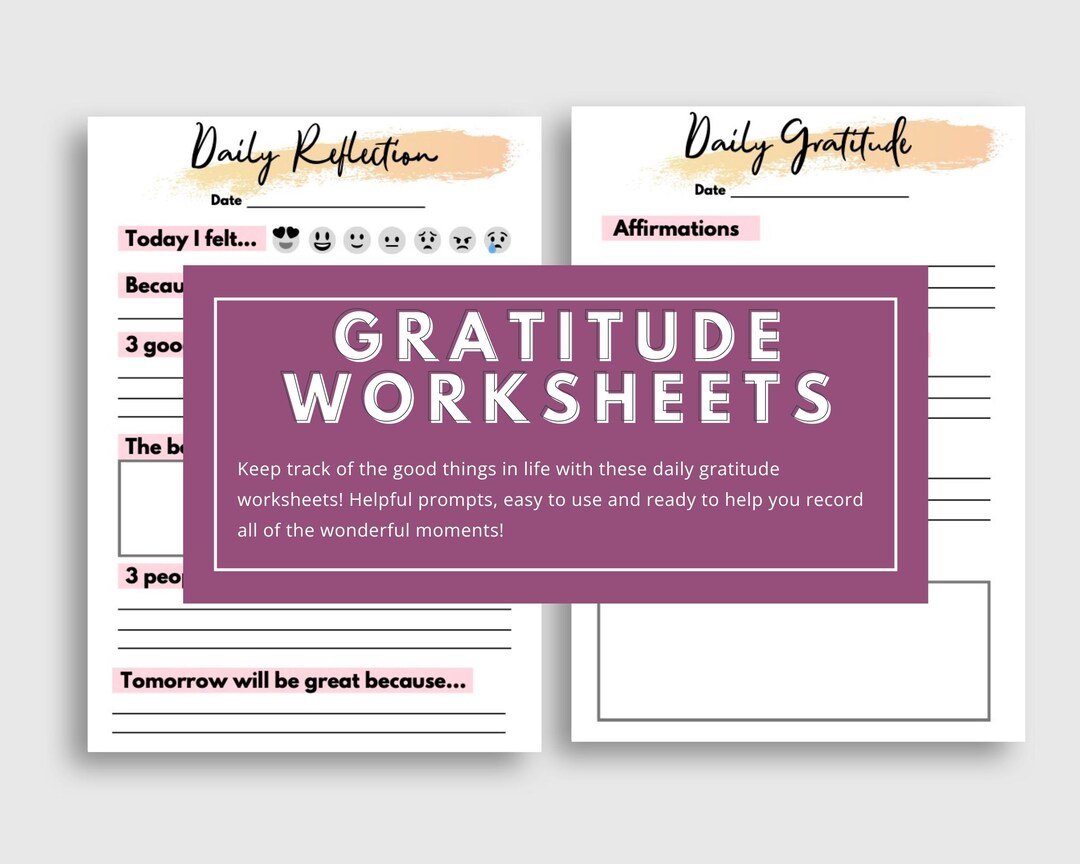 Daily Gratitude Worksheets • Printable Planner • Gratitude Planner ...