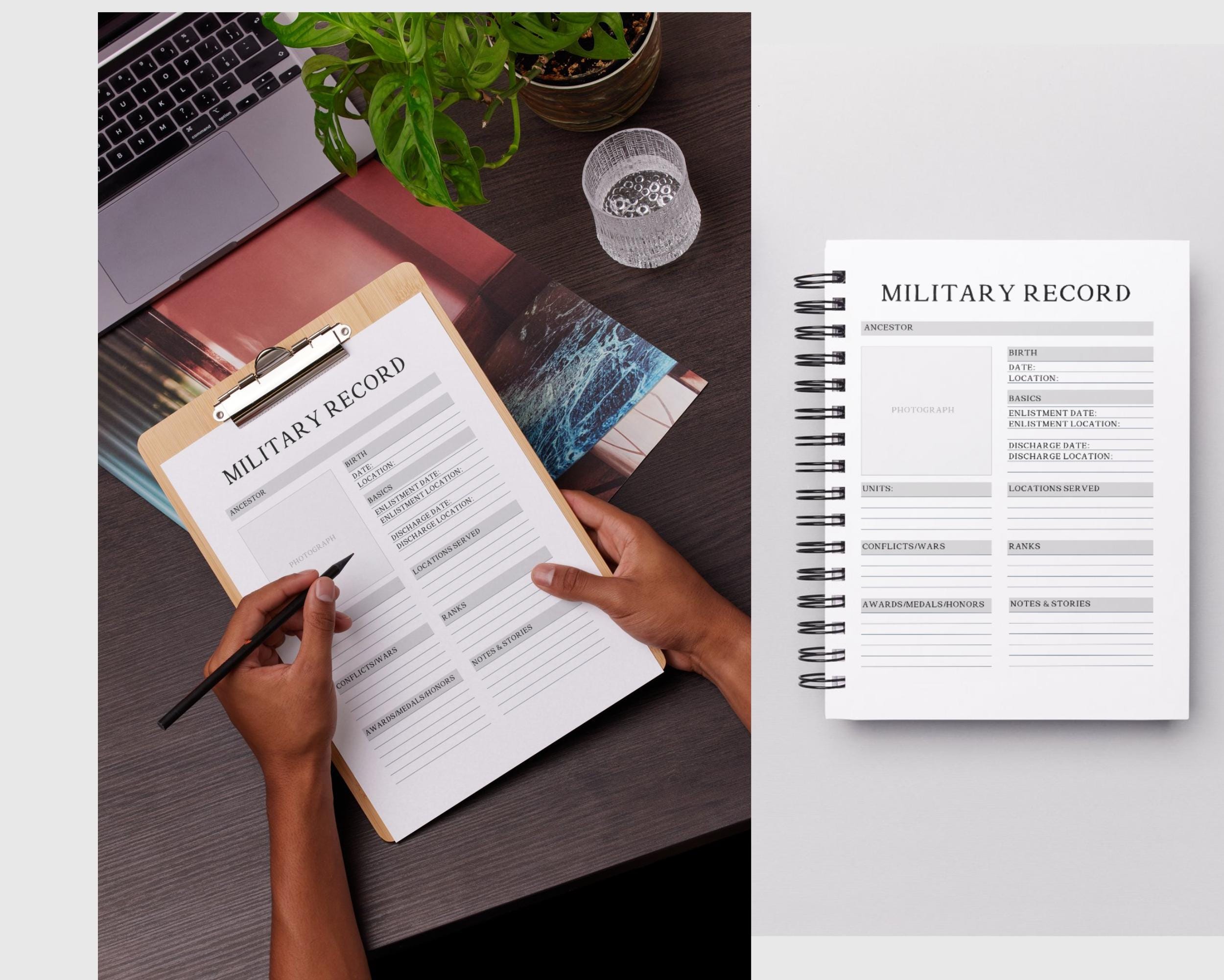 Military Service Record | Genealogy Worksheet | Ancestry Printable ...