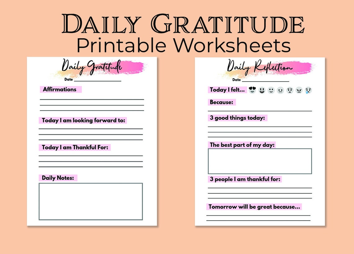 Daily Gratitude Worksheets Printable Planner Gratitude Planner Digital ...