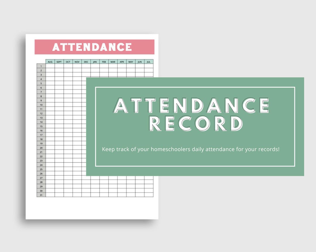 Homeschool Attendance Tracker | Digital Download | Homeschool Planner ...