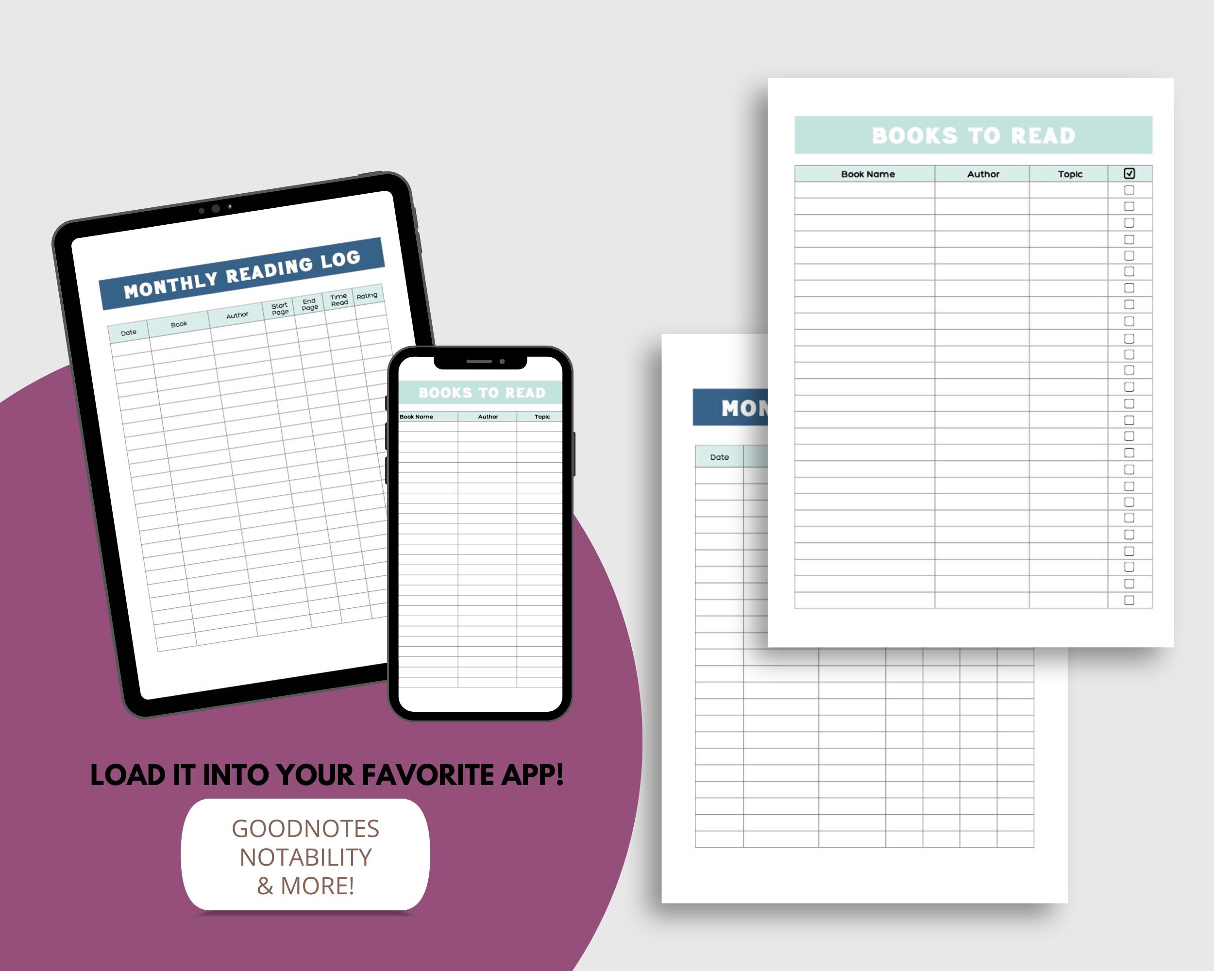 Reading Logs | Digital Download | Letter Printable | Homeschool Planner ...