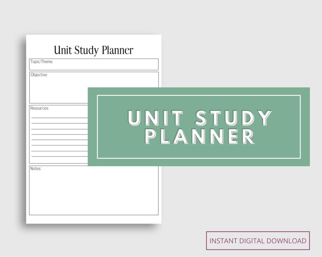 Unit Study Planner | Printable Unit Study | Homeschool Planner ...