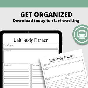 Unit Study Planner | Printable Unit Study | Homeschool Planner ...