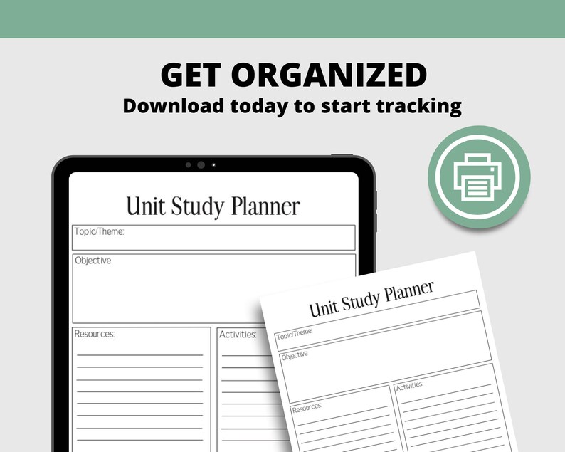 Unit Study Planner | Printable Unit Study | Homeschool Planner ...