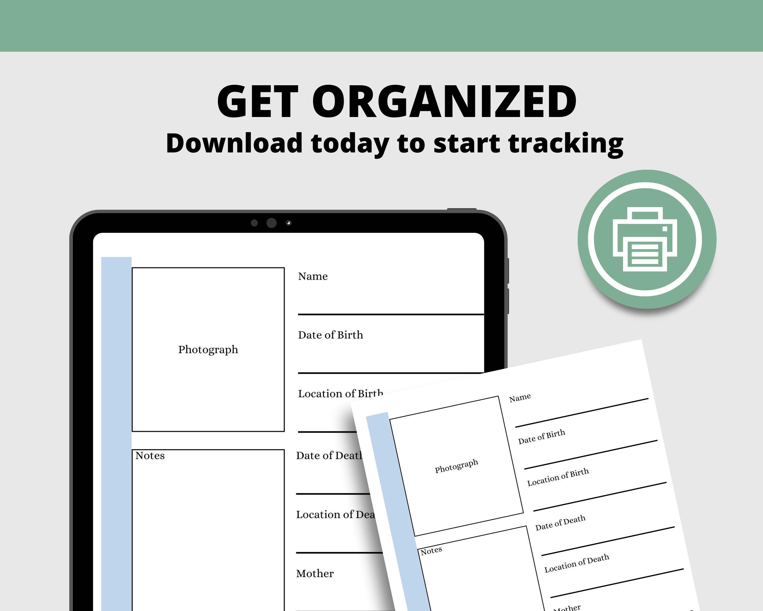 Genealogy Worksheet | Printable | Digital Download (letter Size) - Etsy