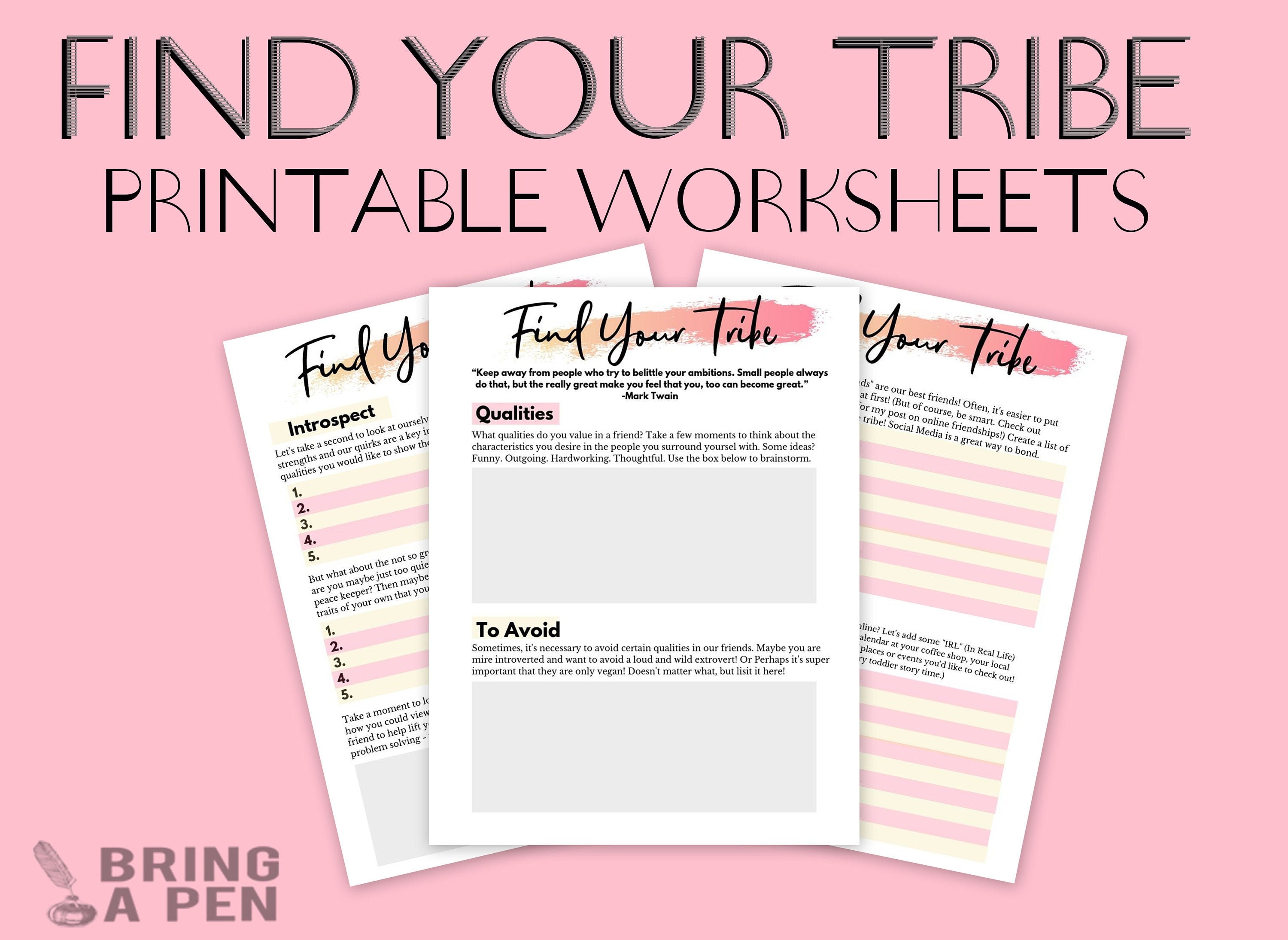 Find Your Tribe Finding Friends Printable Planner Goal Setting ...