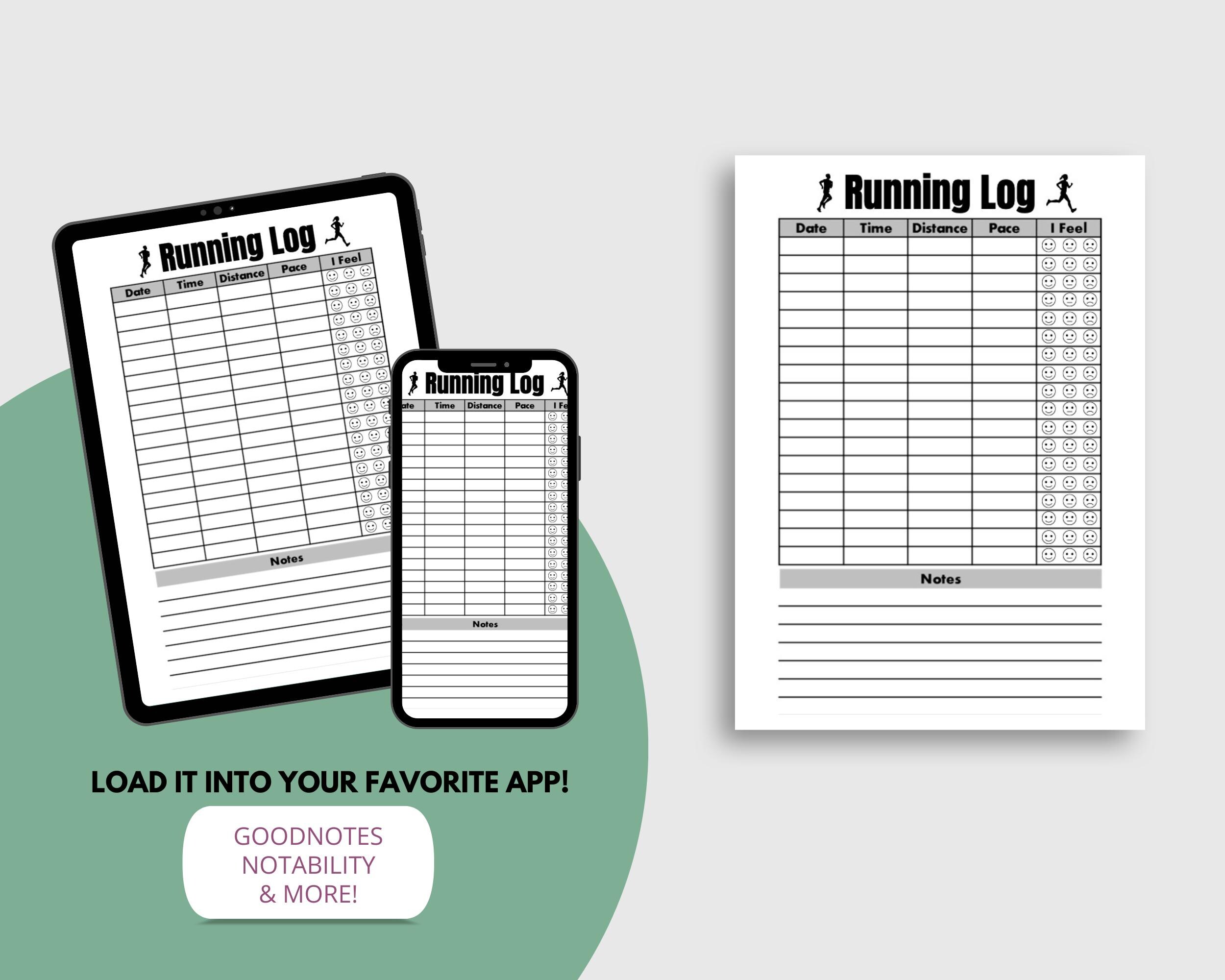 Printable Digital Running Log Tracker - Etsy