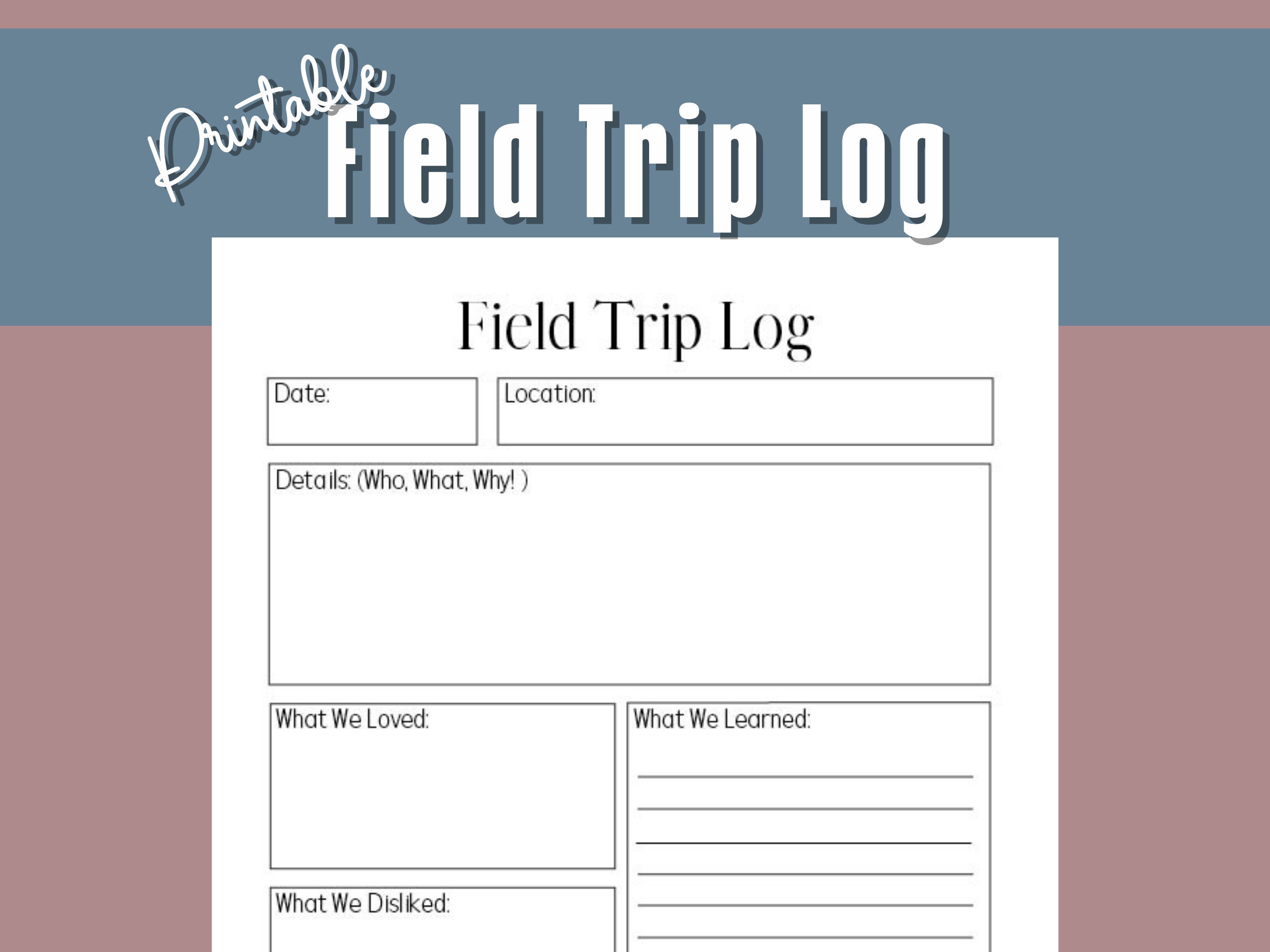 Field Trip Planner Homeschool Planner Homeschool Tracking Form Field ...