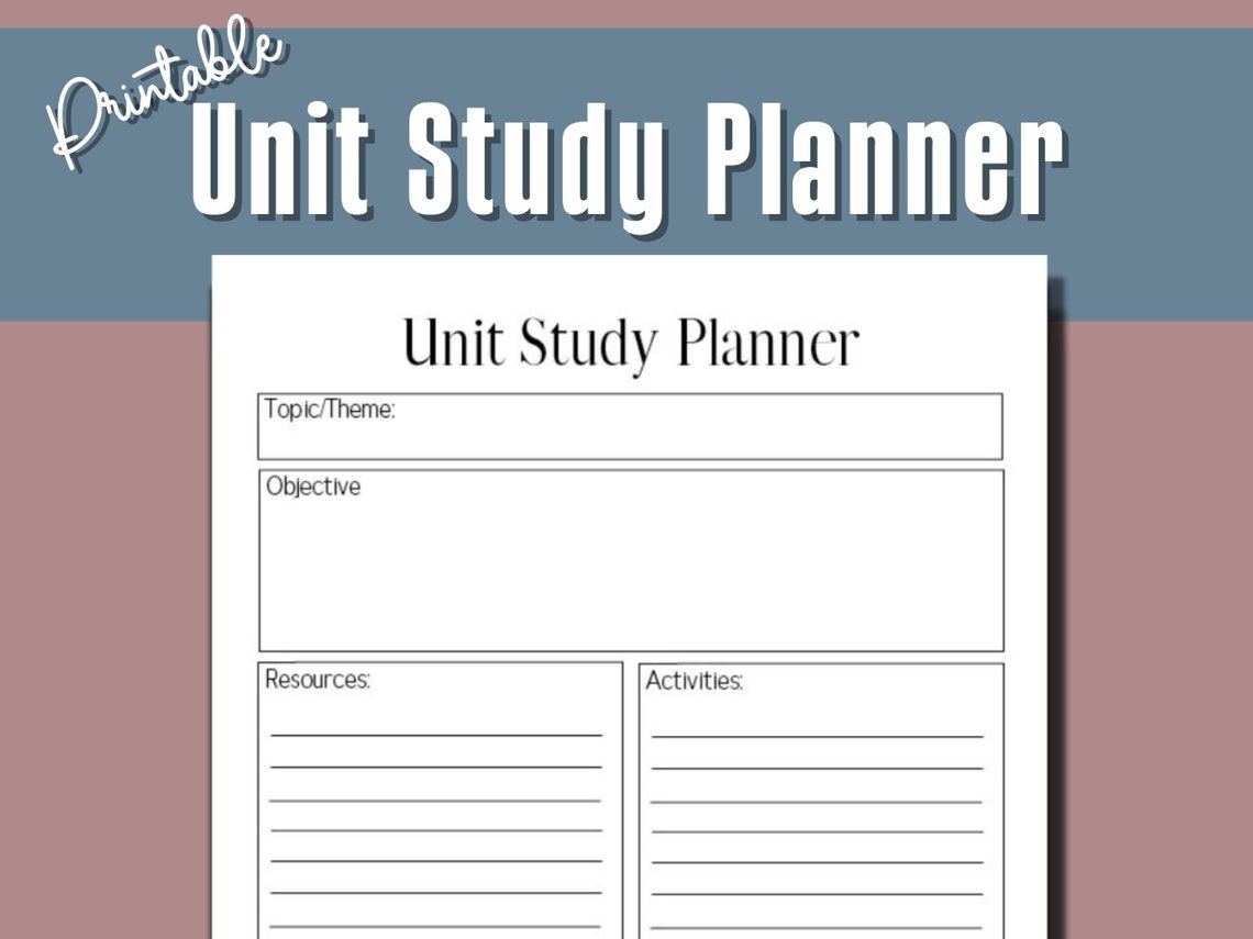 Unit Study Planner Printable Unit Study Homeschool Planner Classroom ...