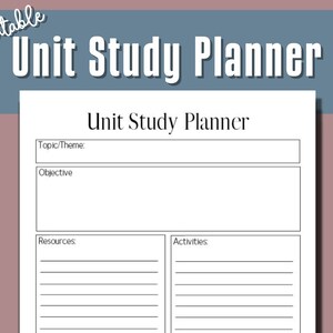 Unit Study Planner Printable Unit Study Homeschool Planner Classroom ...