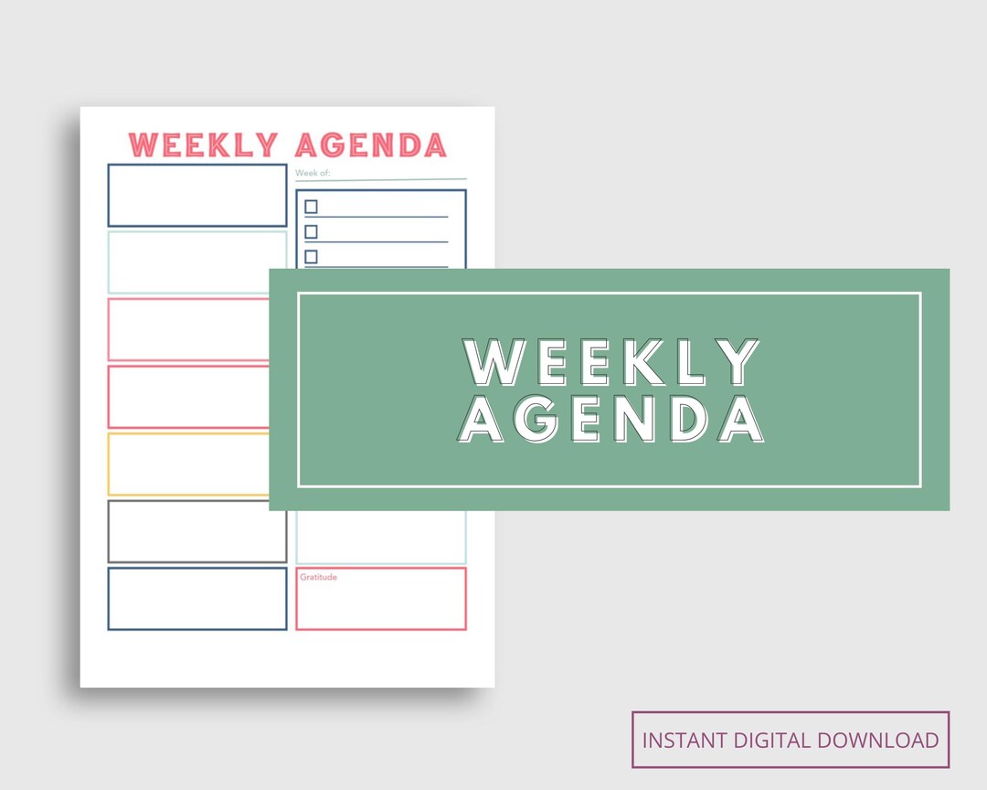 Weekly Agenda | Printable Weekly Planner | Homeschool Planner Digital ...