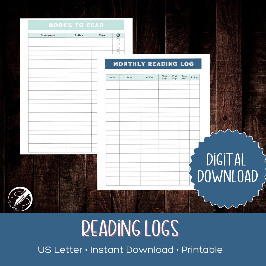 Reading Logs Digital Download Letter Printable Homeschool Planner ...