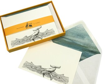 Whale Note Cards Stationery Set of 10 Cards With Matching - Etsy UK