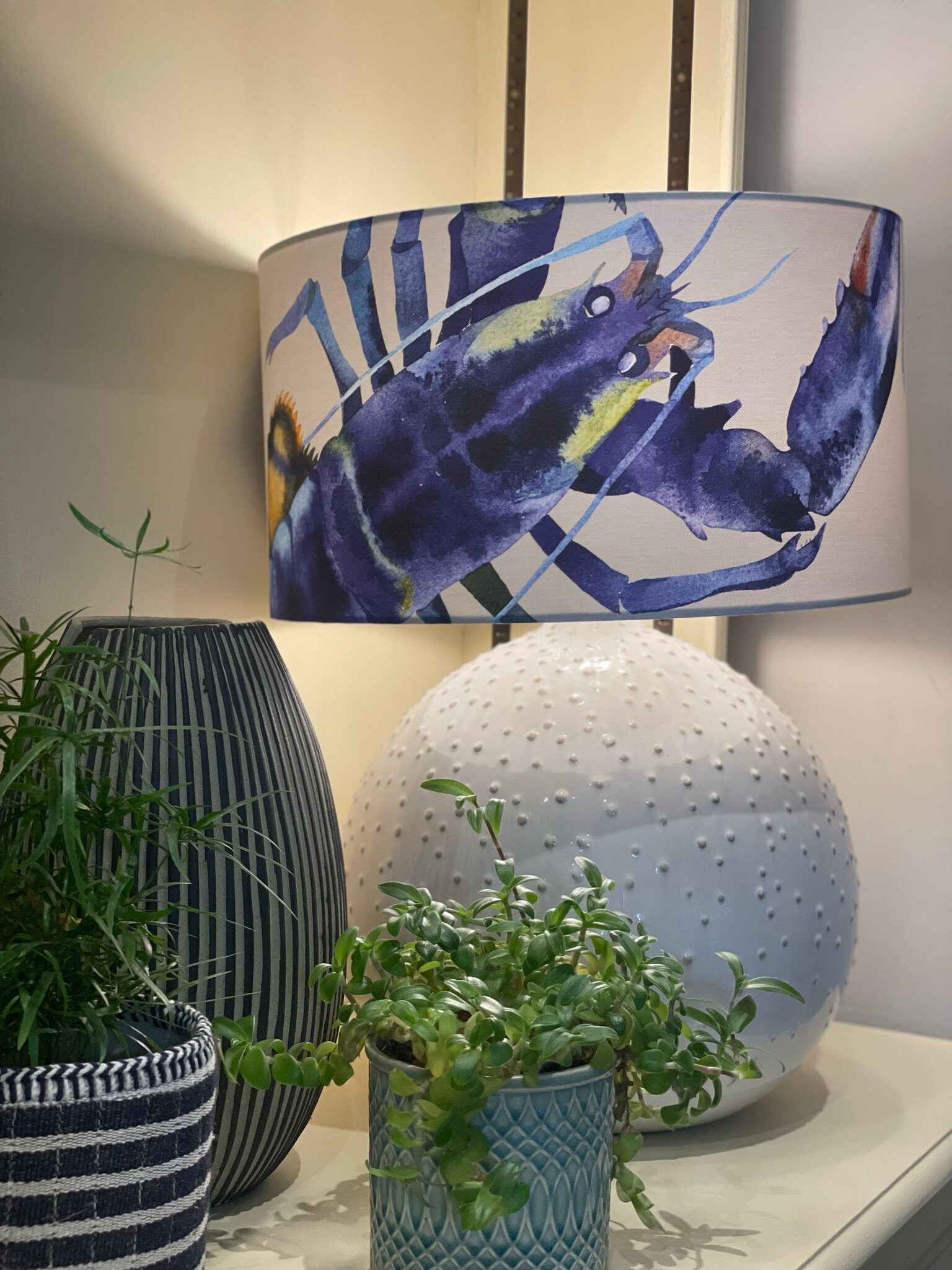Lobster Lampshade | Coastal Drum Lamp Shade 20, 30 & 45cm Diameter | by ...