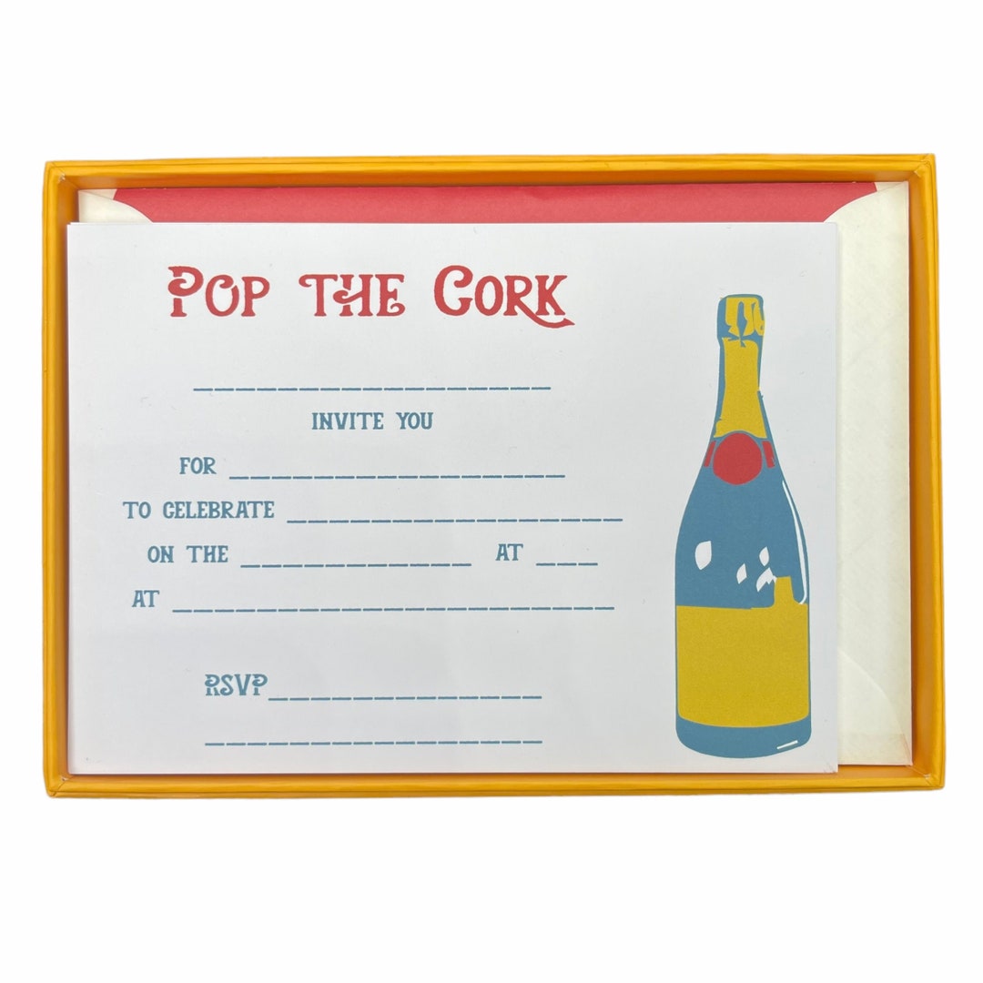 Champagne Invitation Cards With Lined Envelopes - Etsy