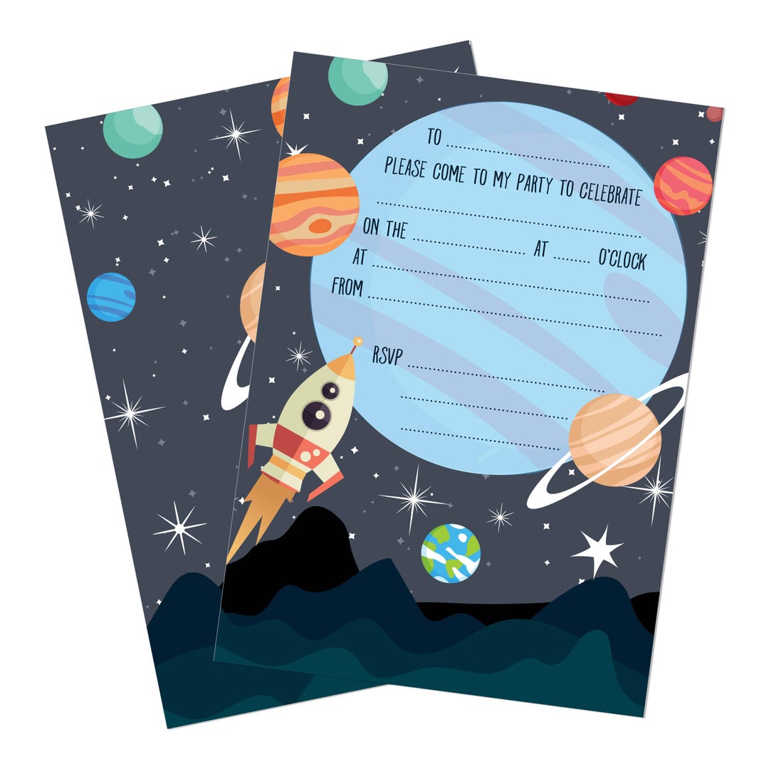 Cosmic Adventure Birthday Invitations: Space Themed Party Cards - Etsy