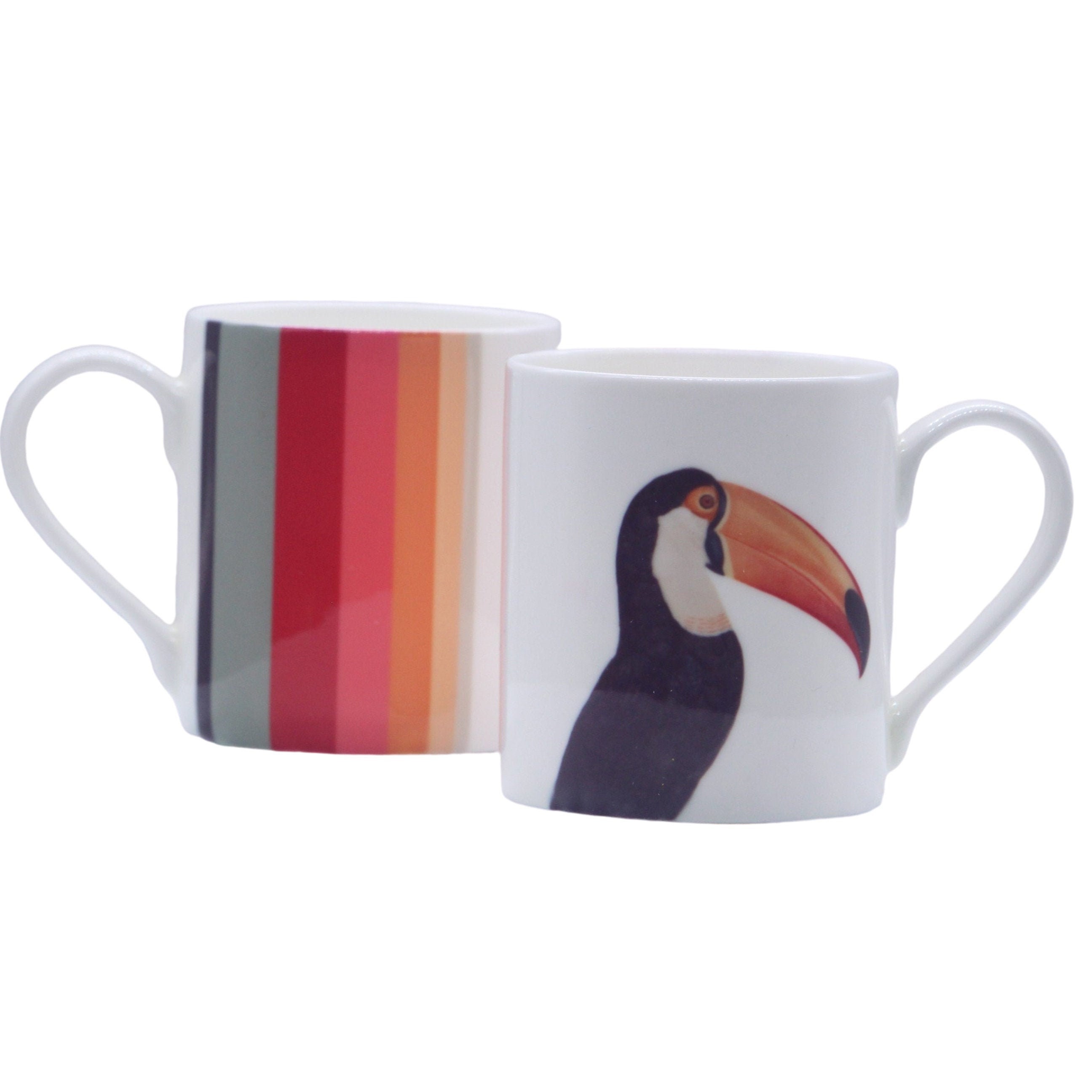Toco Toucan Striped Small Mug | Bone China Bird Mugs | Hand-printed Mug ...