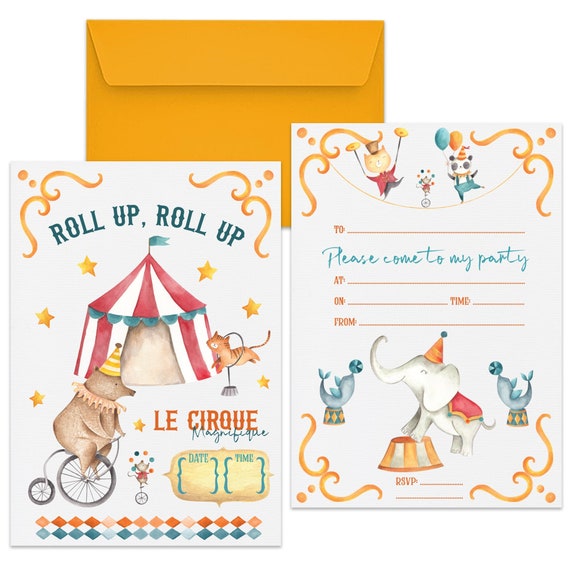 Invitaciones De Circo Etsy Invitación Cumpleaños Circo Colores