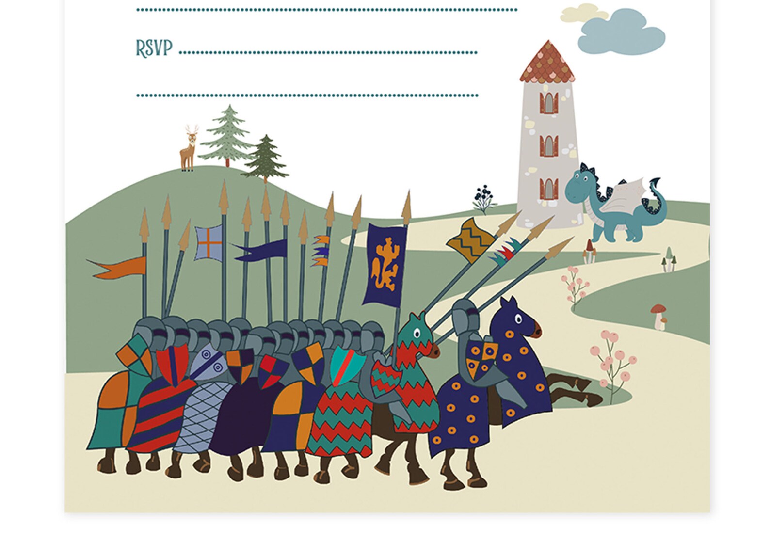 Knights at Dragon Castle Party Pack Invites Bunting | Etsy