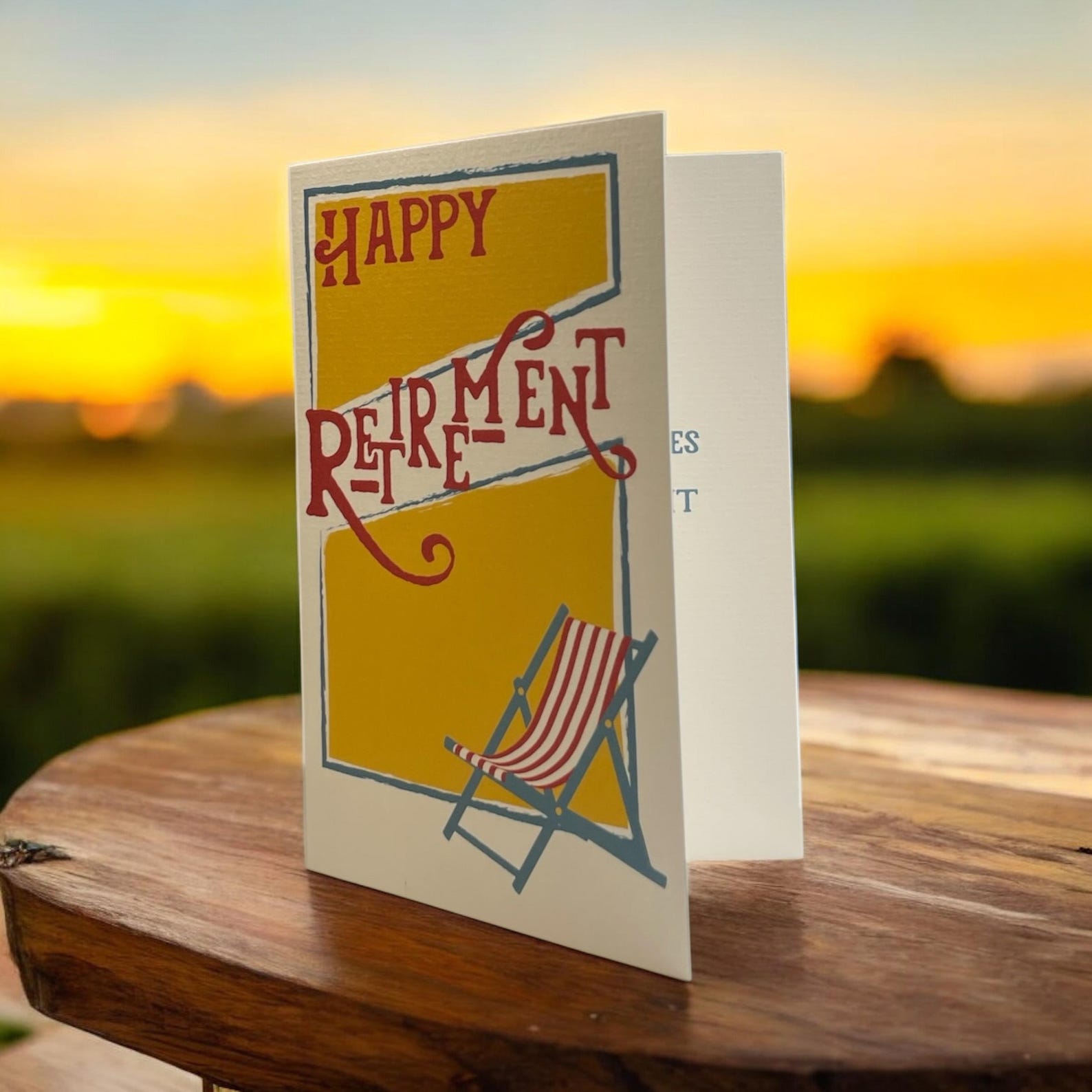 Epoch Happy Retirement Card "the Deck Chair" | Block Print Style ...