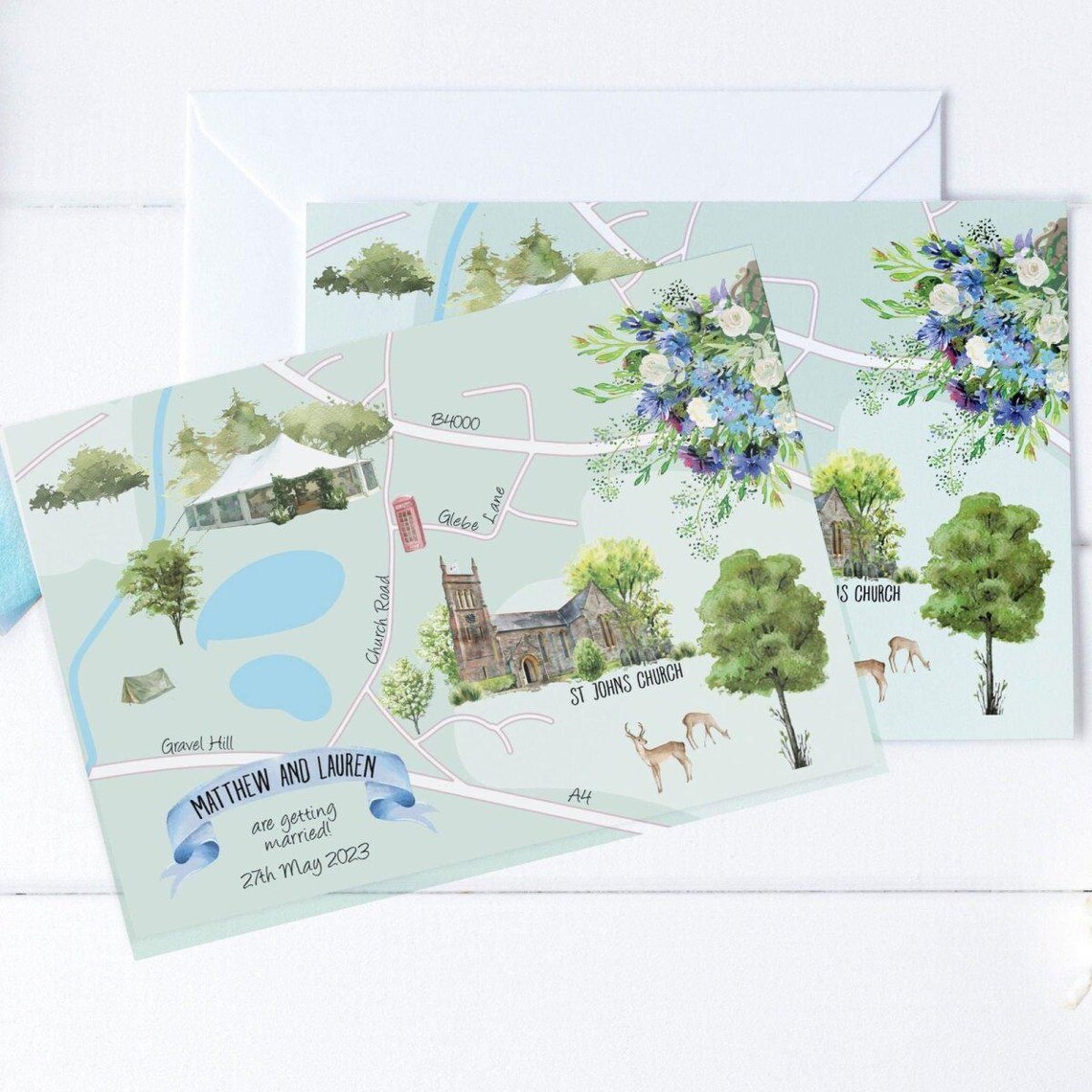 Custom Wedding Map Invitations: Illustrated Venue Design - Etsy