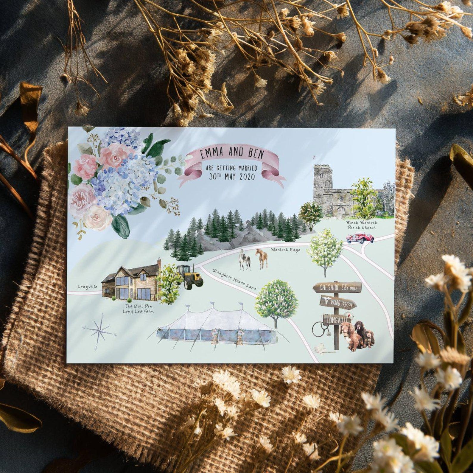 Custom Wedding Map Invitations: Illustrated Venue Design - Etsy