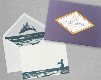 Whale Note Cards Stationery Set of 10 Cards With Matching - Etsy